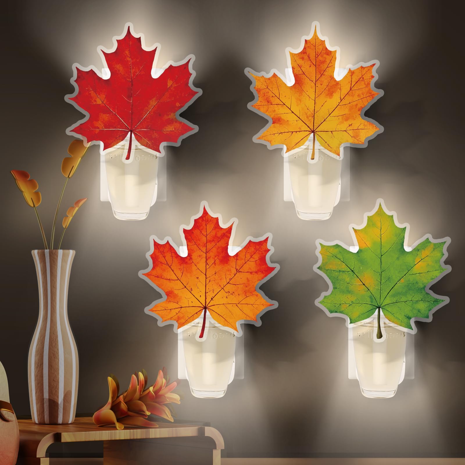 4 Pack Fall Maple Leaf Wall Fragrance Plug in with Night Light ...