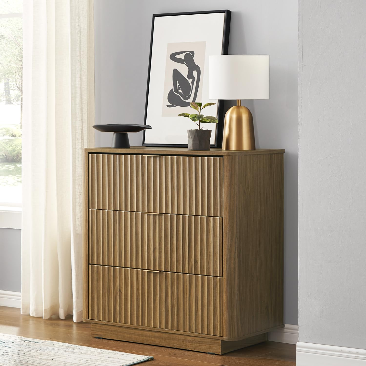 mopio Brooklyn 3 Drawer Dresser for Bedroom, Mid Century Modern Chest ...