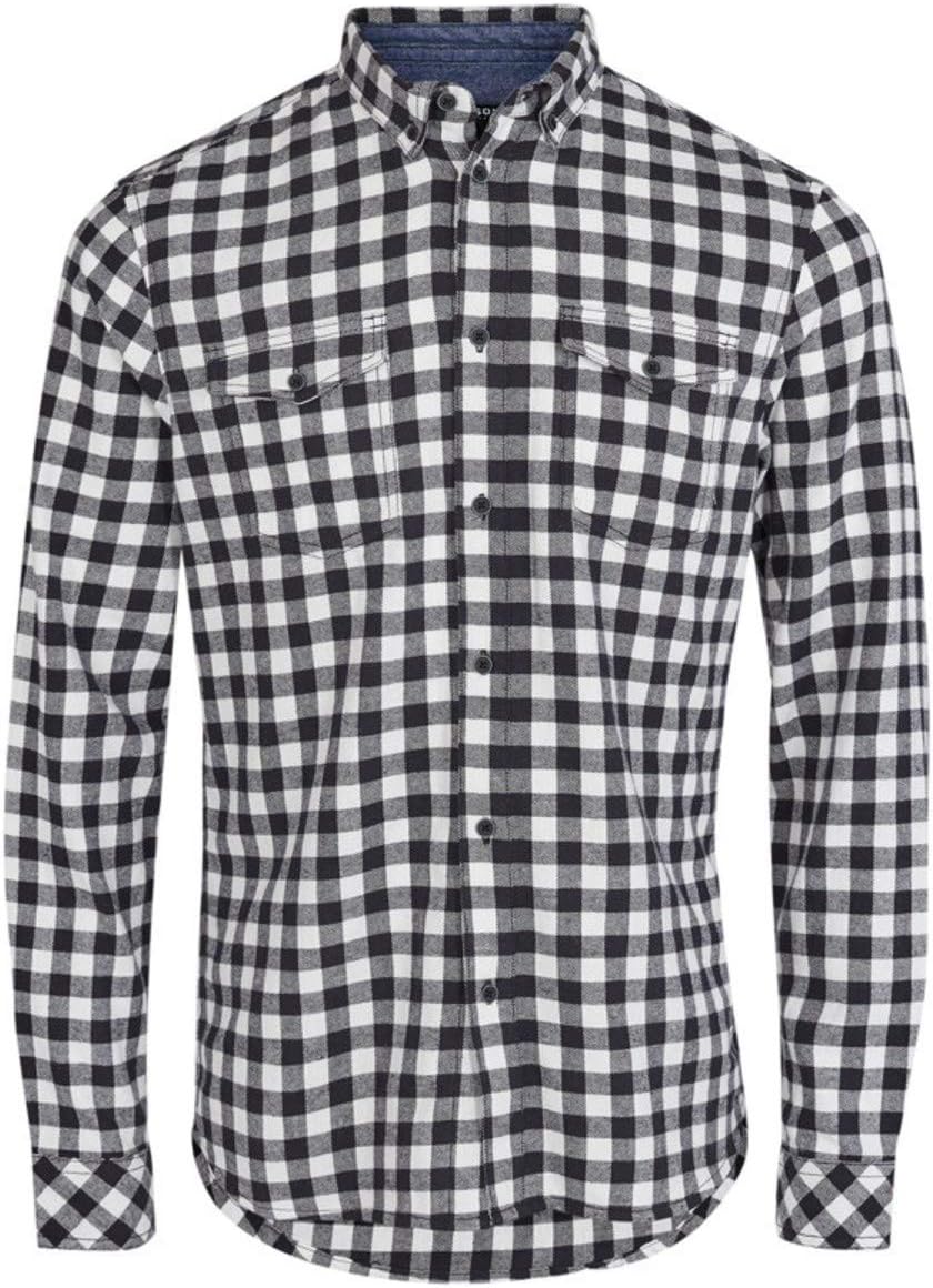 !Solid Heren geruit overhemd vrijetijdshemd houthakker spike rood zwart ...