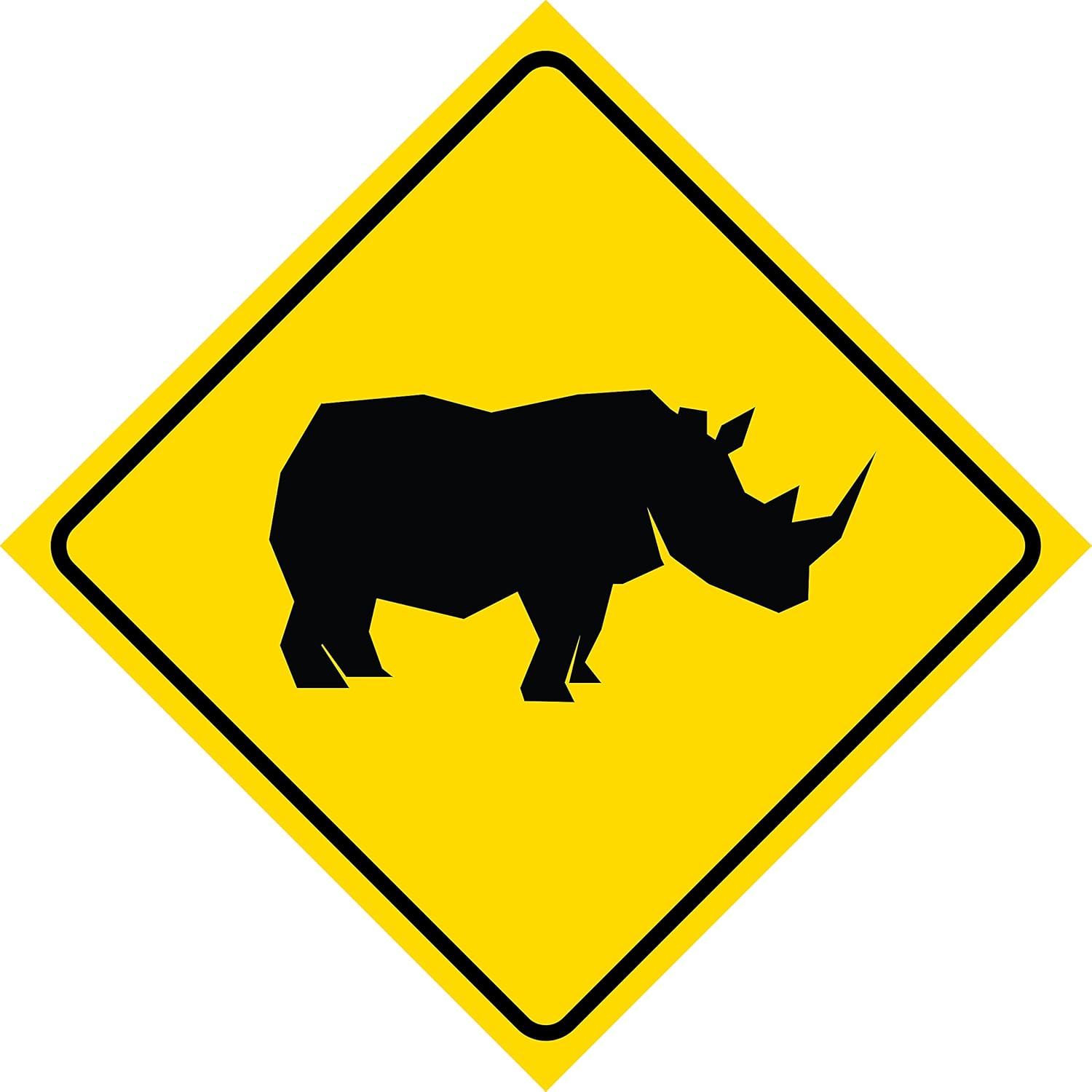 Amazon.com: Aluminum Yellow Diamond Caution Rhino Crossing Signs ...
