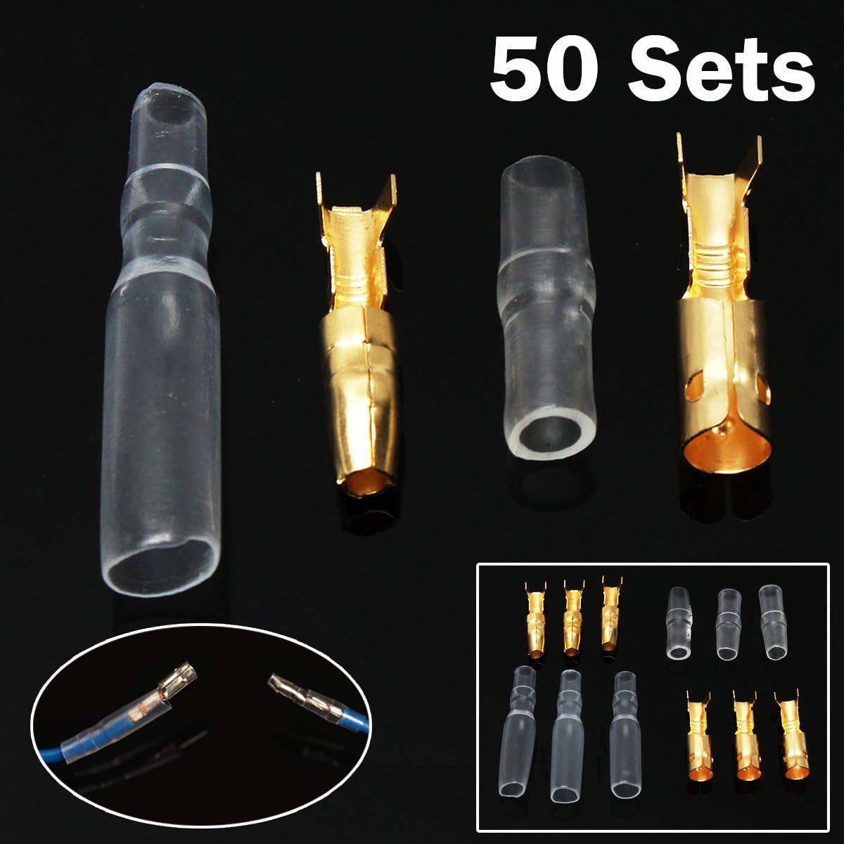 Alamor 50 Sets 3.9Mm Male & Female Motorcycle Bullet Connector Socket ...