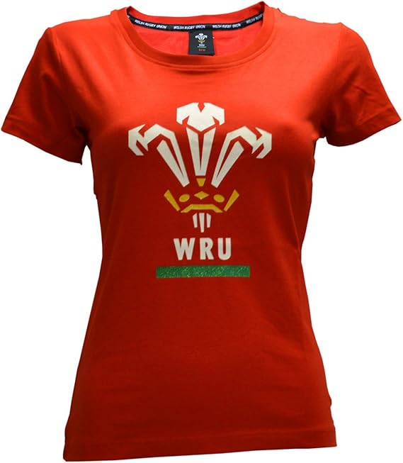 [UK 12-14, Red] New Womens Wales Welsh Official WRU Skinny FIT Feathers ...