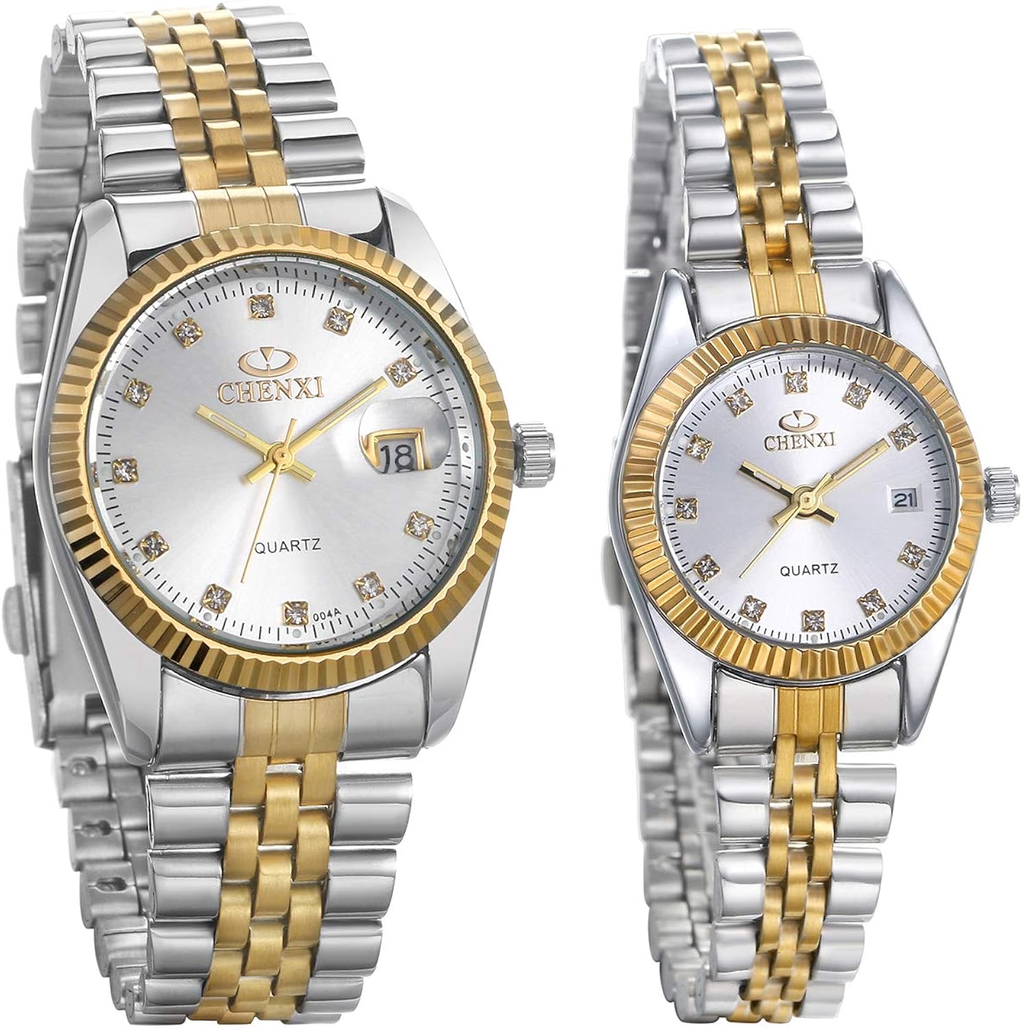 JewelryWe His and Her Matching Couple Watches Gold-Silver Tone Quartz ...