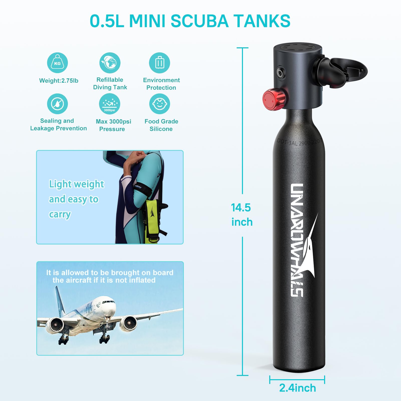 Mua Mini Scuba Tank, 5-10 Minutes Usage Time Scuba Tank Kit, DOT/CE ...
