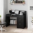 Amazon.com: TTVIEW Computer Desk with Drawers and Hutch Shelf, Wood ...