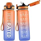 Amazon.com: QLUR Water Bottle with Straw, 27oz Motivational Water Bottles with Time Marker to ...