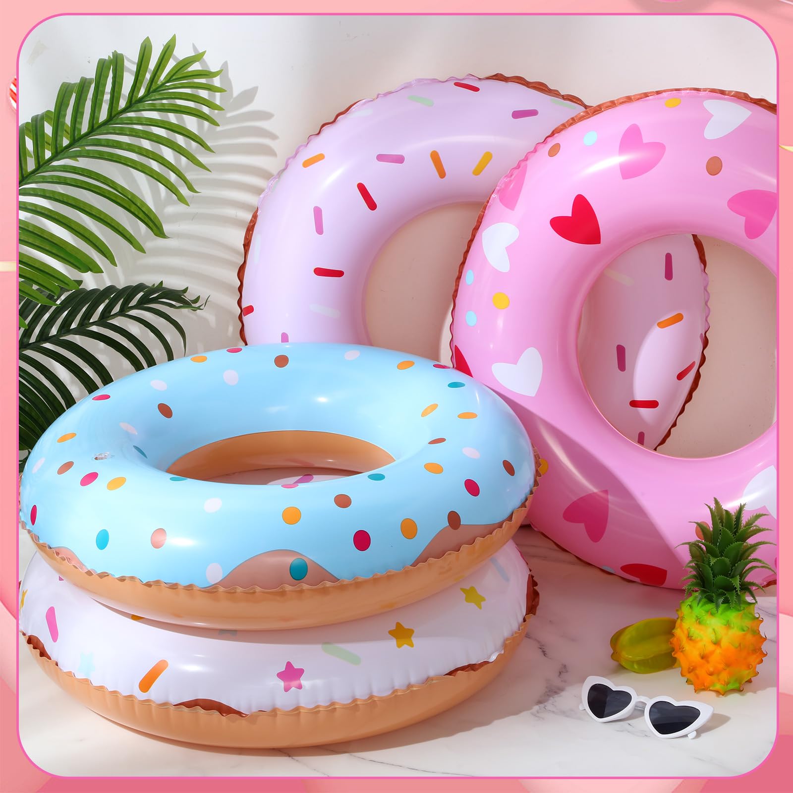 Mua 8 Pcs Kids Donuts Pool Inflatable Floats 22.8 Inch Doughnut ...