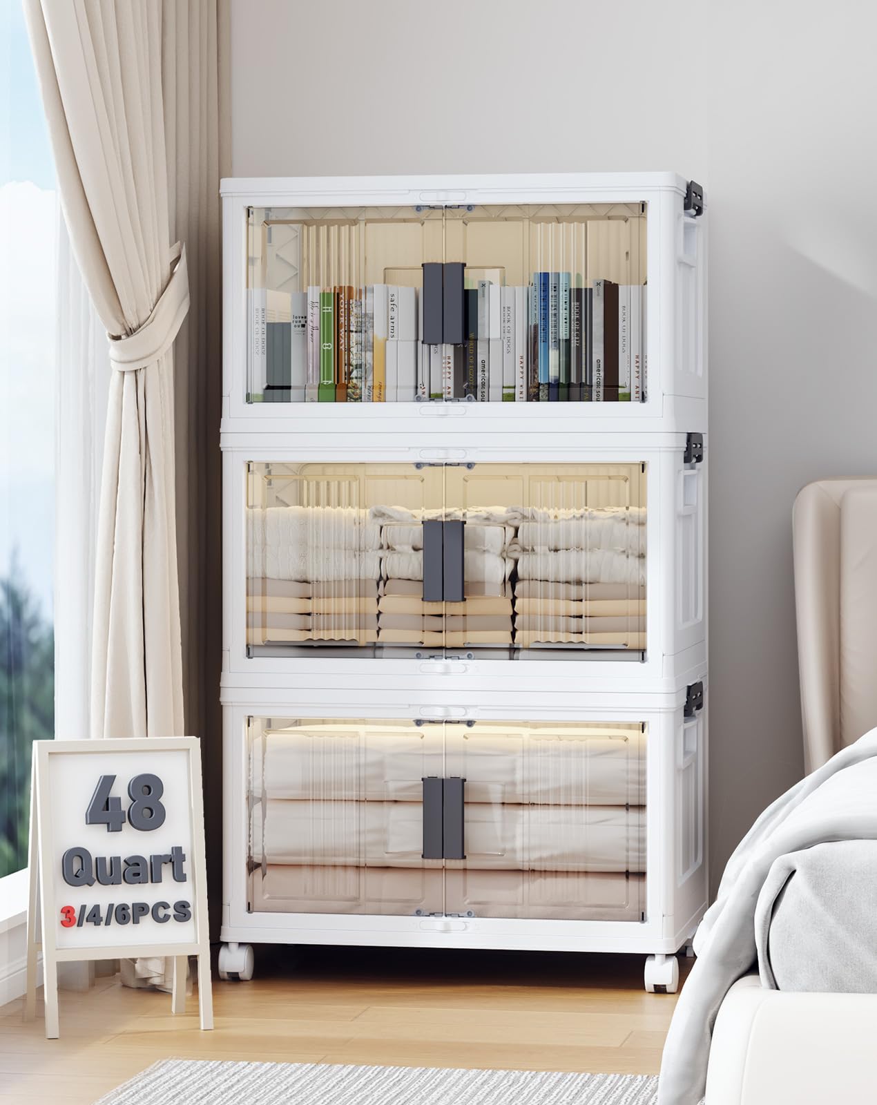 OlarHike 144QT Lockable Storage Bins with Lids - Folding Storage box ...