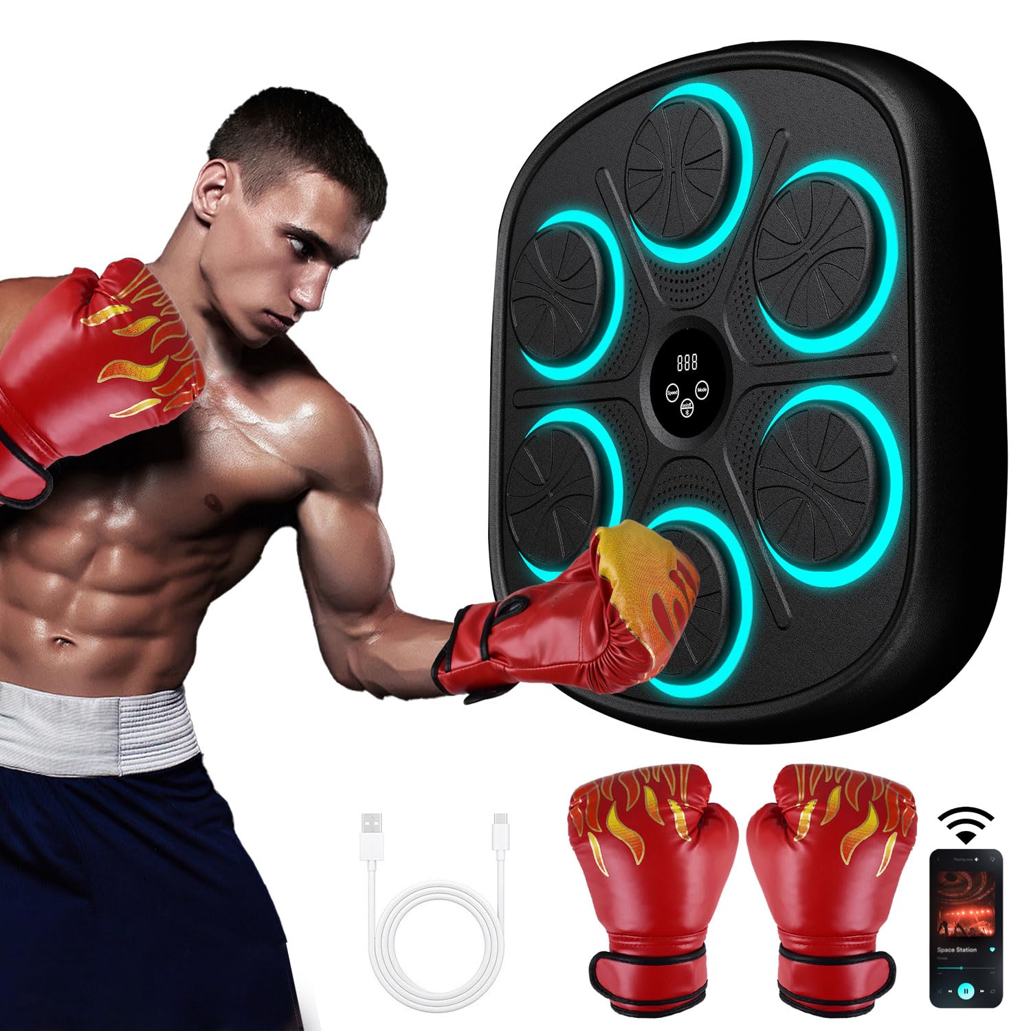 Mua Baswip New Smart Music Boxing Machine with Boxing Gloves, Bluetooth ...