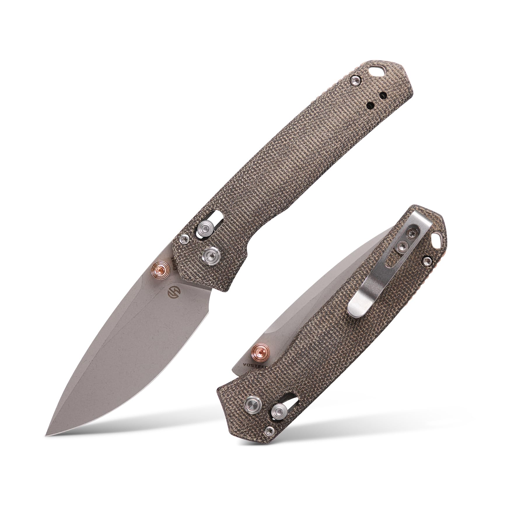 Vosteed Folding Knife, Crossbar Lock Norplex UltreX Micarta Handle & 2. ...