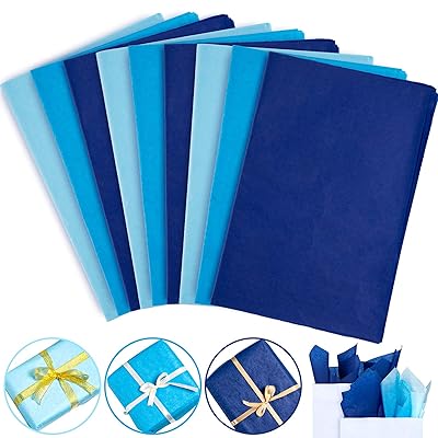 Buy Whaline Assorted Blue Tissue Paper 120 Sheet Gift Wrapping Paper 15 ...