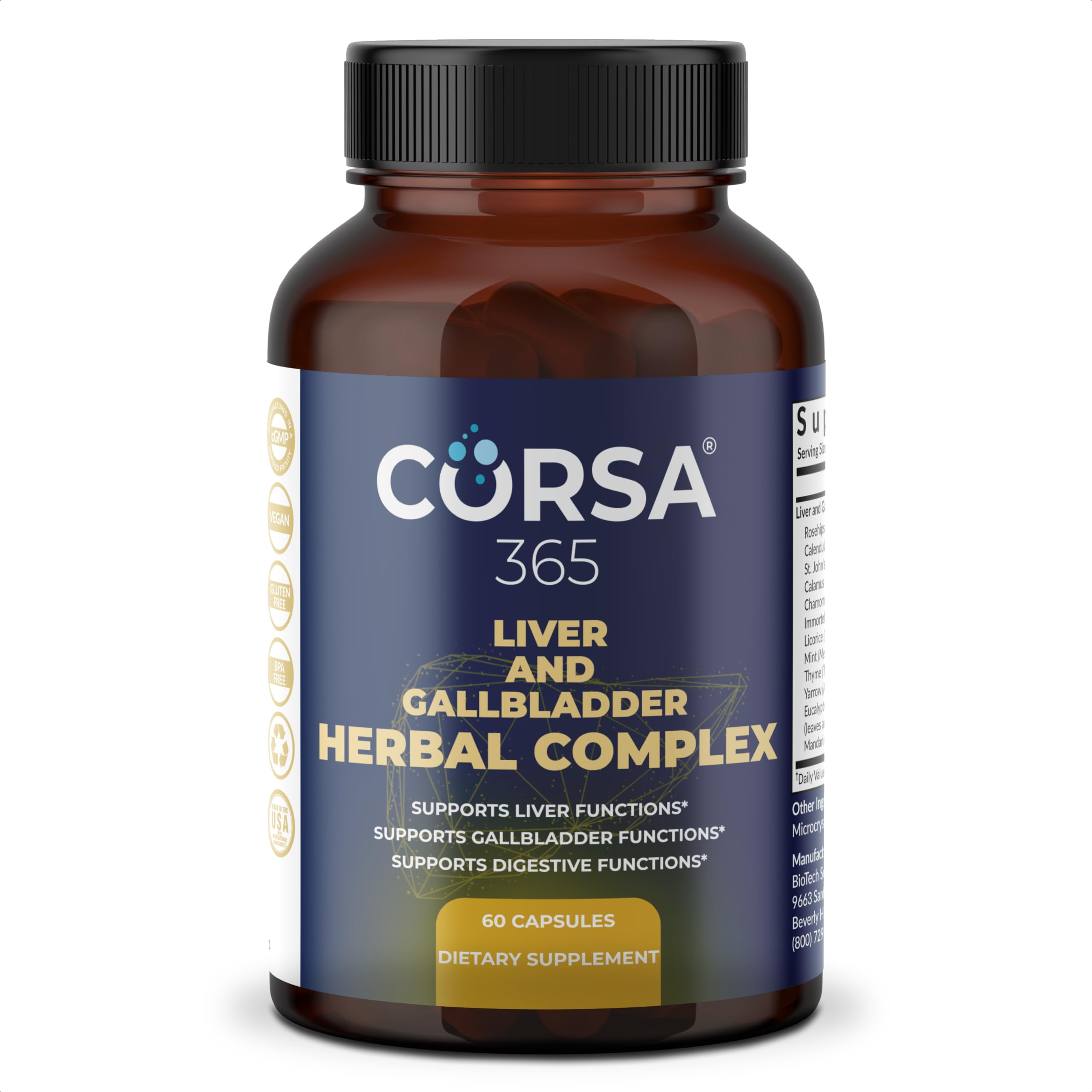 CORSA365 Liver Health and Gallbladder Support Formula - Liver Cleanse ...