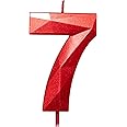 Amazon.com: 2.75in Tall 3D Diamond Shape Bright Red 7 Candles, Red ...
