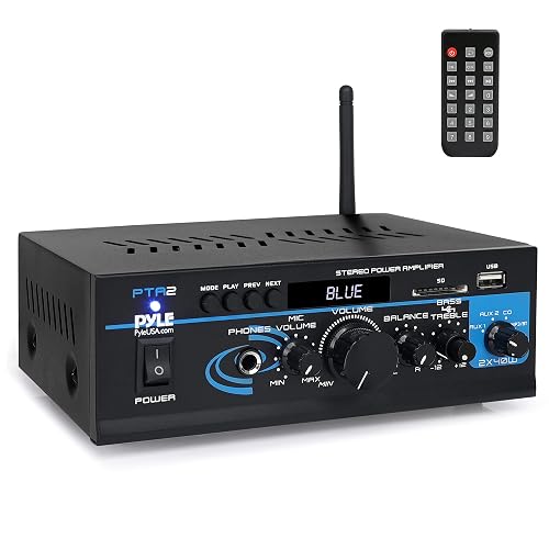 Pyle Home Audio Power Amplifier System - 2X40W Bluetooth Mini Dual ...
