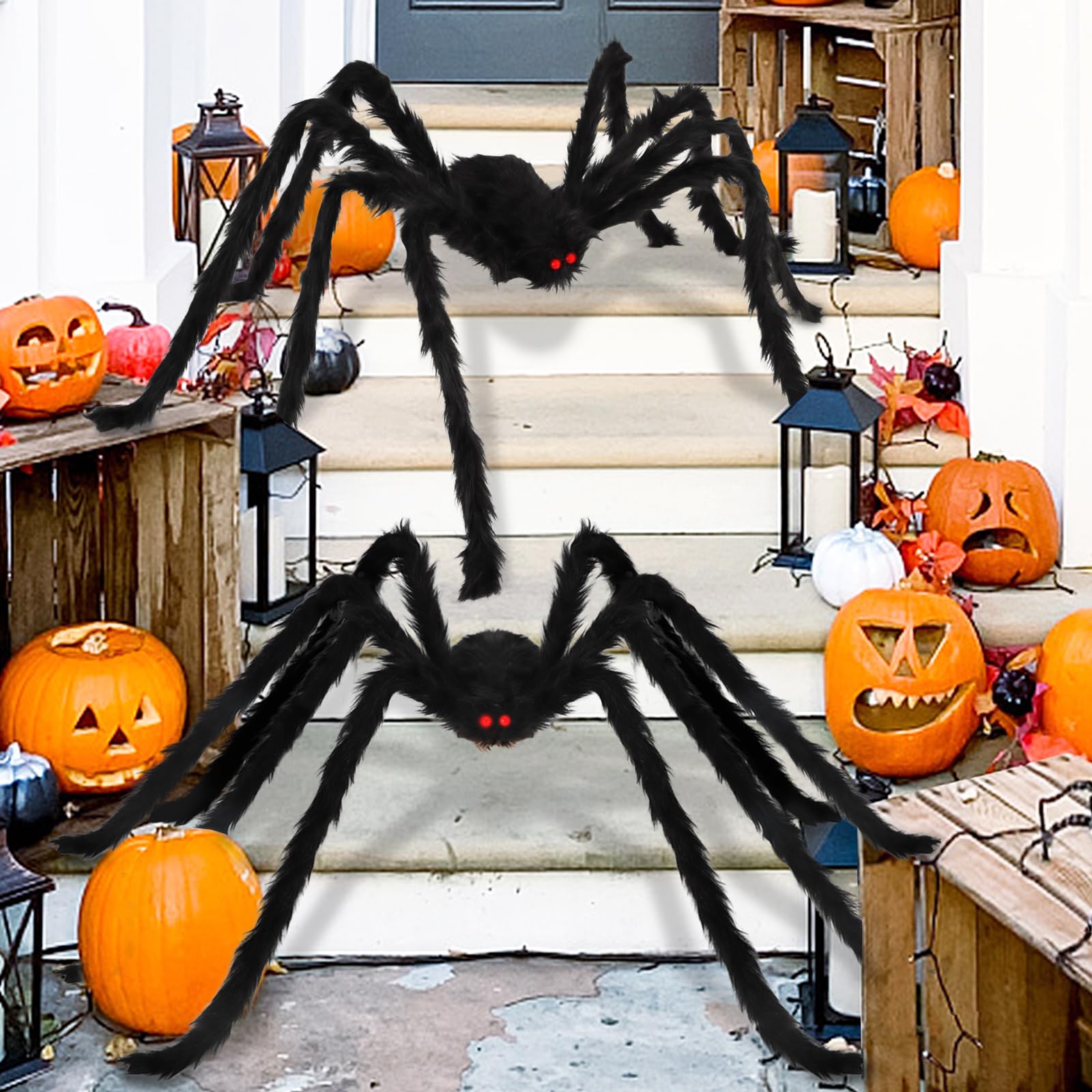 Baisoo Halloween Giant Spider Decorations Outdoor: 2 Pack 5 Ft. Large ...
