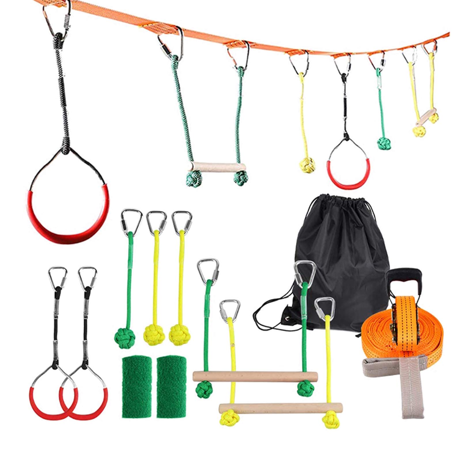 Buy Portable 40 Foot Ninja Warrior Obstacle Course for Kids, Gym ...