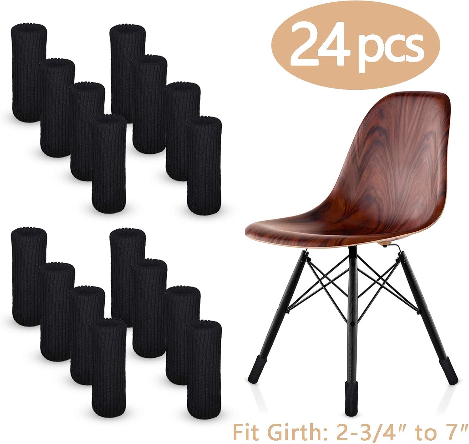 Amazon.com: LimBridge 24pcs Chair Socks, Elastic Wood Floor Furniture ...