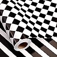 Amazon.com: Homeral Checkered Flag Wrapping Paper Roll - Black and ...