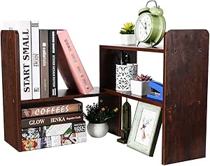 Amazon.com: PAG Desktop Shelf Adjustable Wood Small Bookshelf Office ...