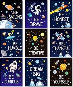 Amazon.com: 9 Pieces Space Wall Prints Unframed Space Inspirational ...