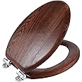 Angel Shield Elongated Wood Toilet Seat with Quiet Close,Easy Clean ...