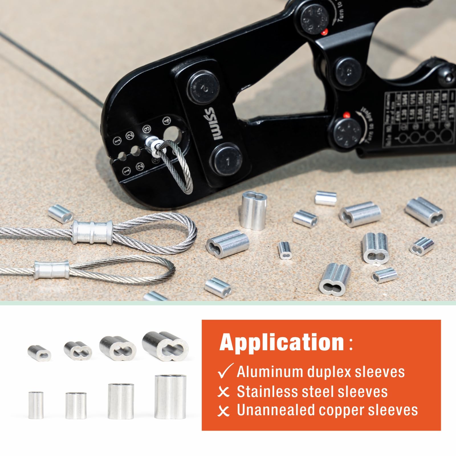 ICrimp Wire Rope Crimping Tool For Aluminum Oval Sleeves, Double ...