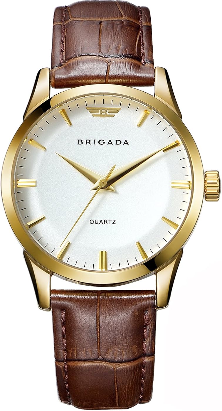BRIGADA Classic Gold Men's Quartz Wrist Watch Swiss Brand Business ...
