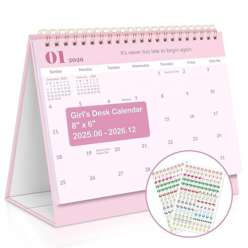 Desk Calendar 2025-2026, June 2025-December 2026, 19 Months Small Desk ...