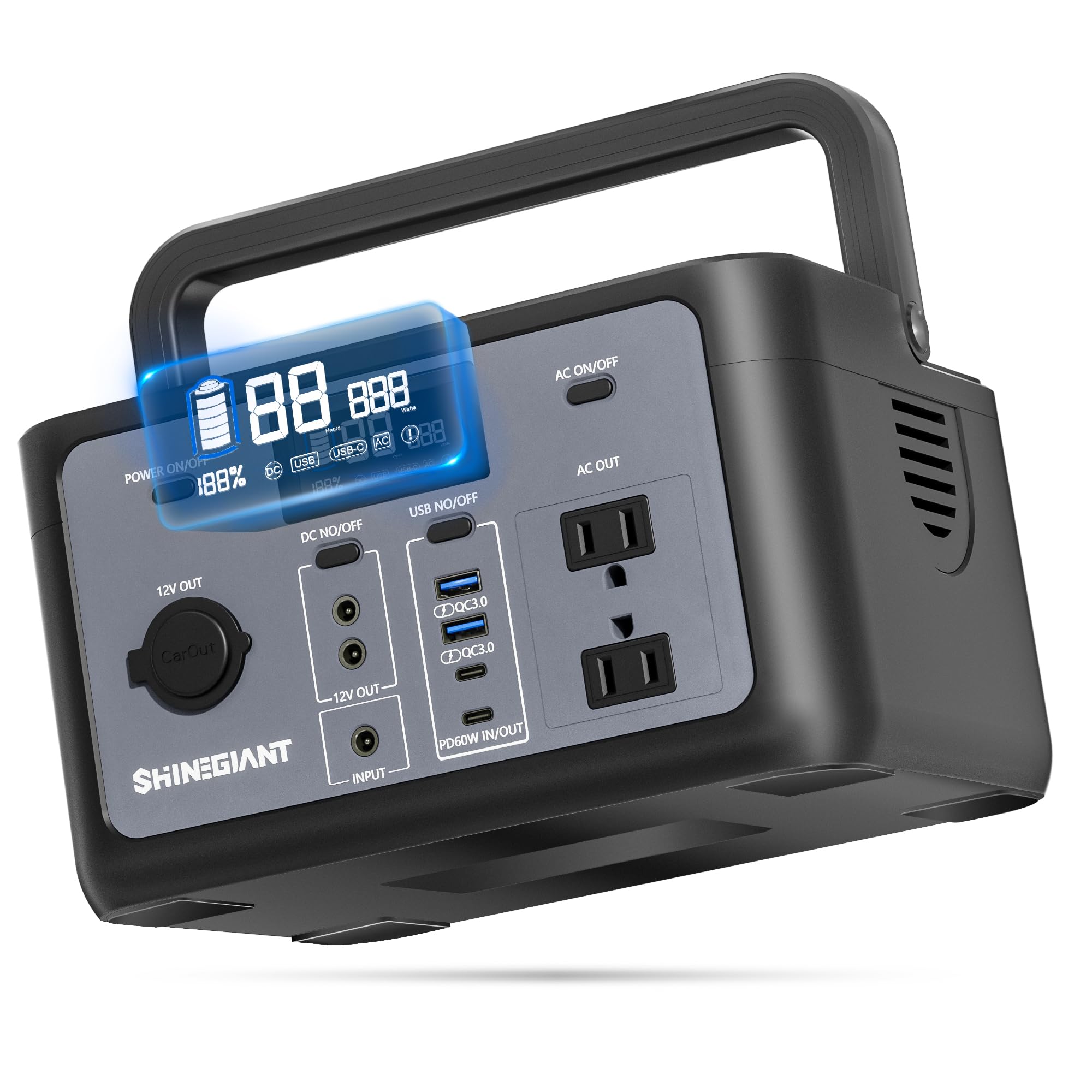 Portable Power Station 300W (Peak 600W), 256Wh LiFePo4 Power Station ...