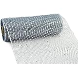 Amazon.com : Ribbli Lt. Silver Metallic Mesh Ribbon, Deco Poly Mesh 10 ...