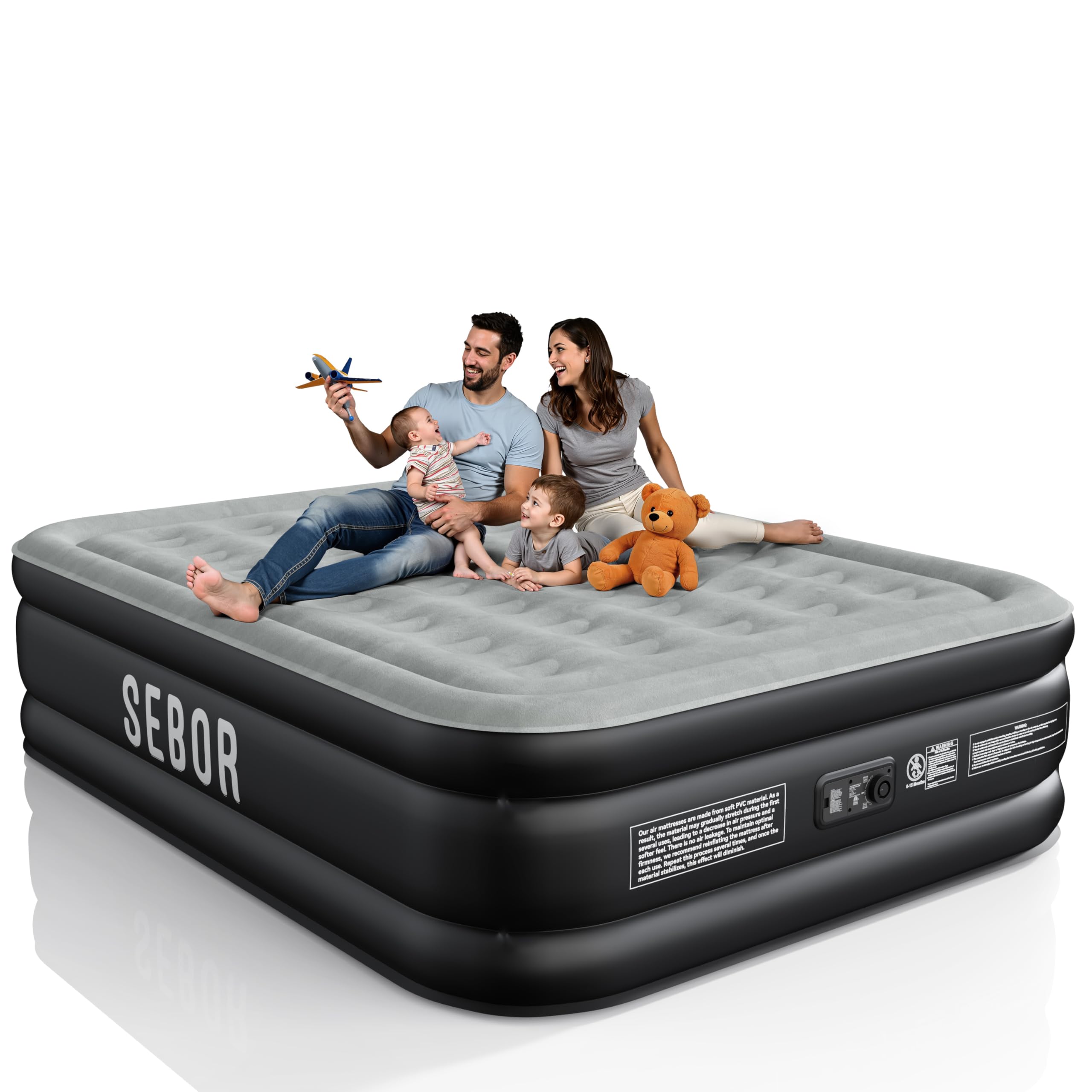 Sebor Air Mattress Queen with Built-in Pump 18", Comfortable Self ...