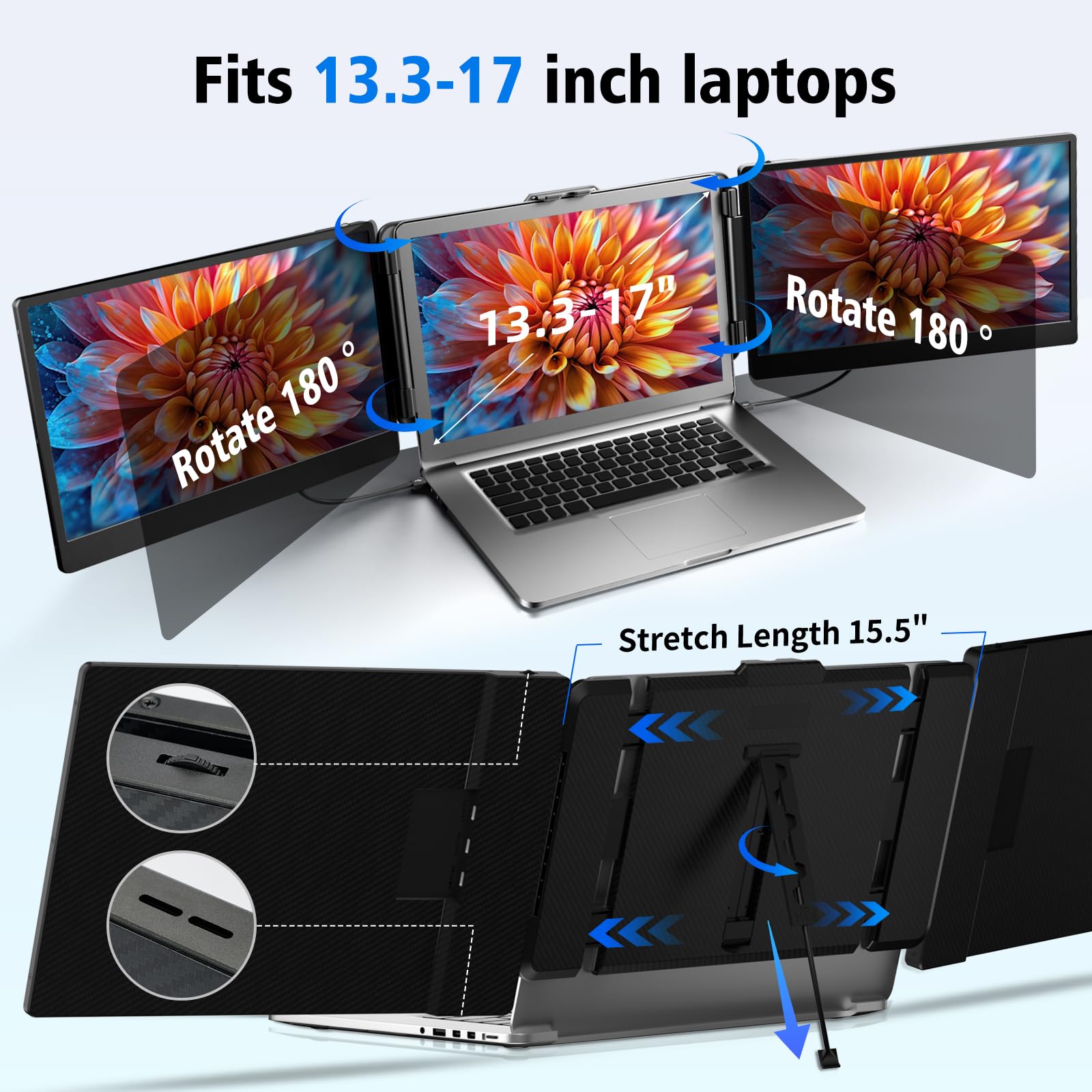 Laptop Screen Extender Triple Monitor - 14" Portable Monitor FHD 1080P ...