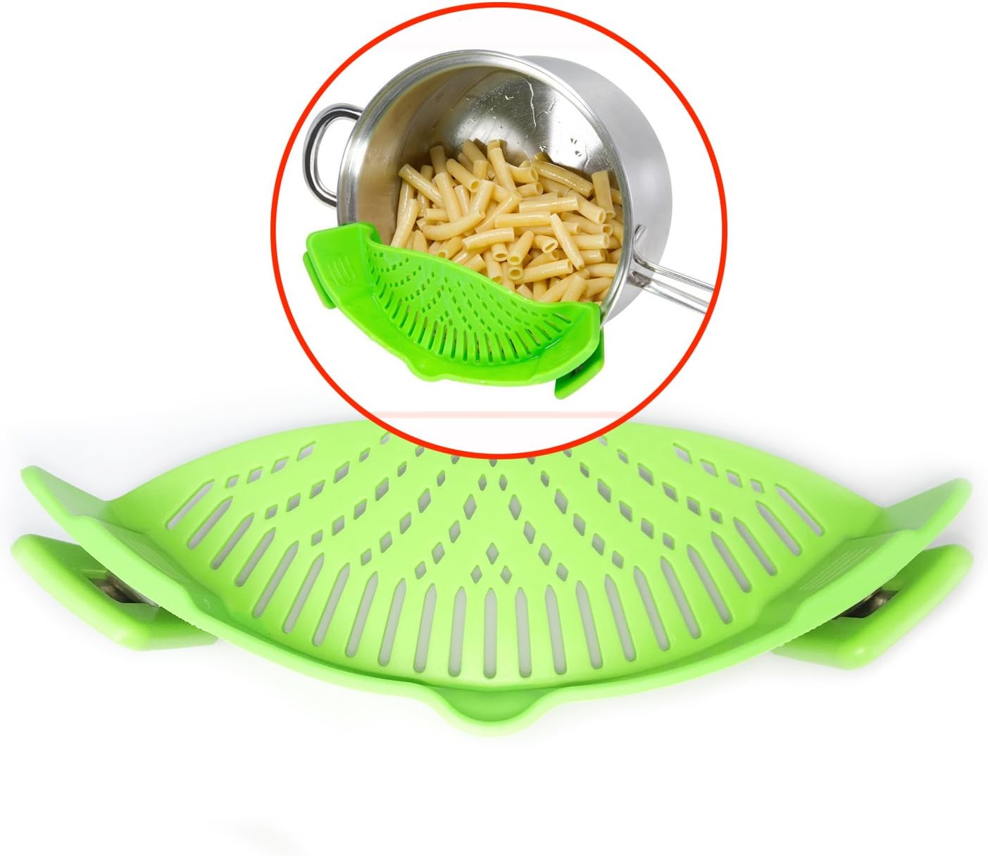 GAINWELL Snap and Strain Pan Strainer – Clip-on silicone strainer for ...