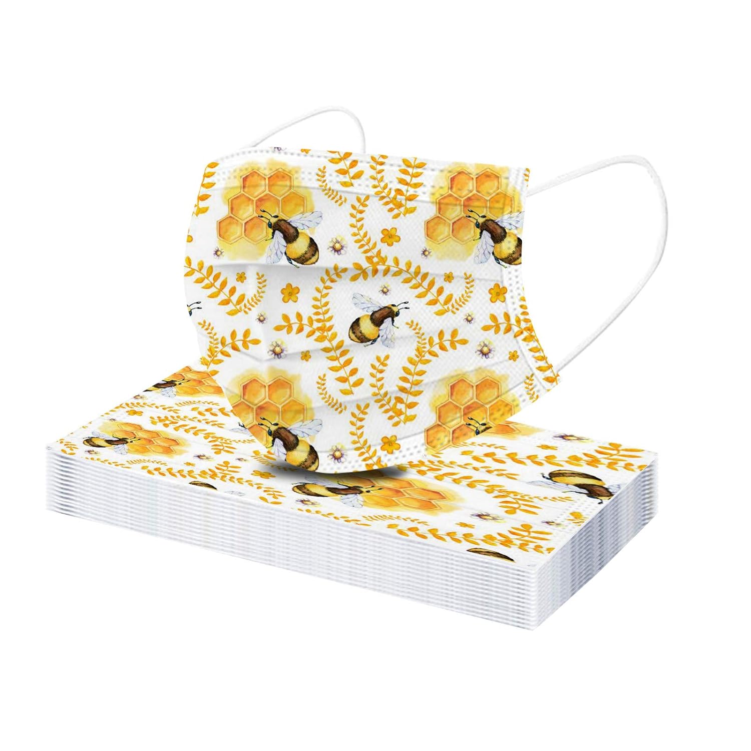 10PCS Adults Bee Theme_Mask, 3 Ply Non Woven Beauty Face_Mask,Exquisite ...