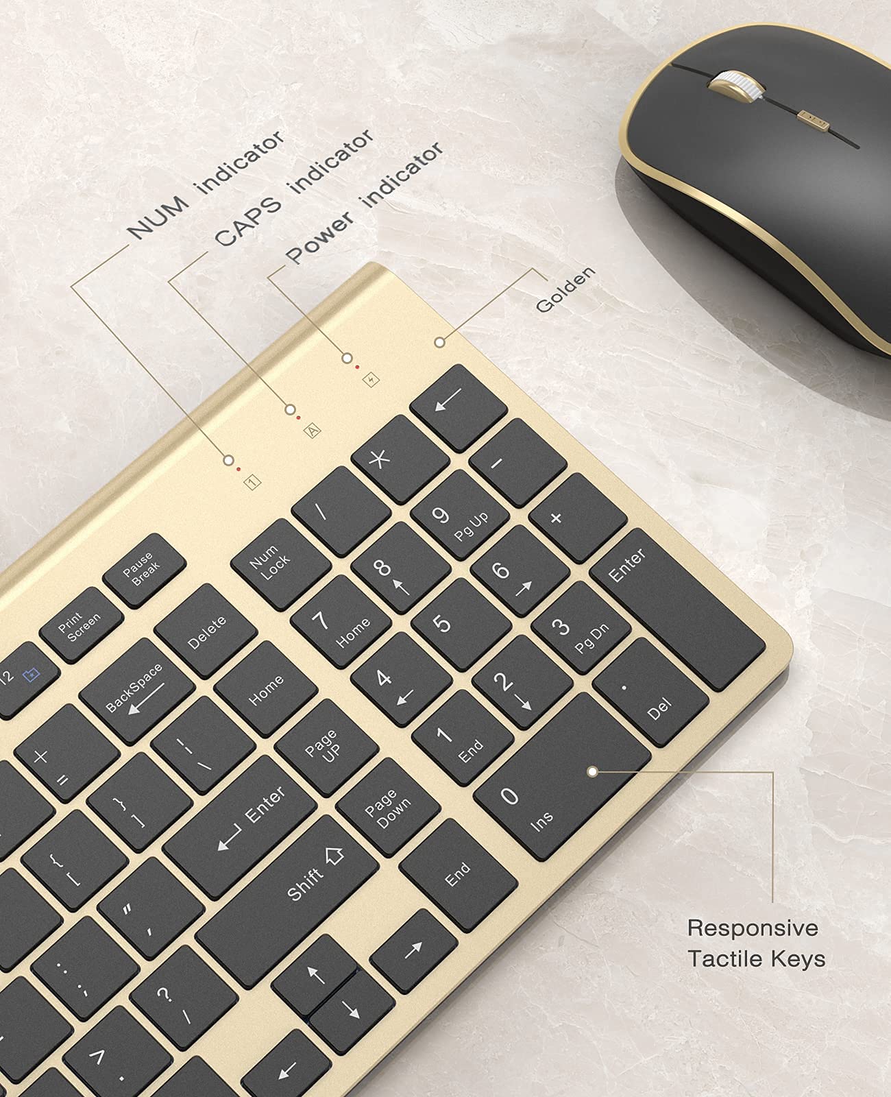 Mua J JOYACCESS Wireless Keyboard Mouse, Ultra Slim and Compact Computer Cordless Keyboard and ...