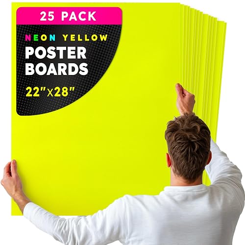 Hygloss Large Poster Board 22x28 - 25 Neon Yellow Single Color Poster ...