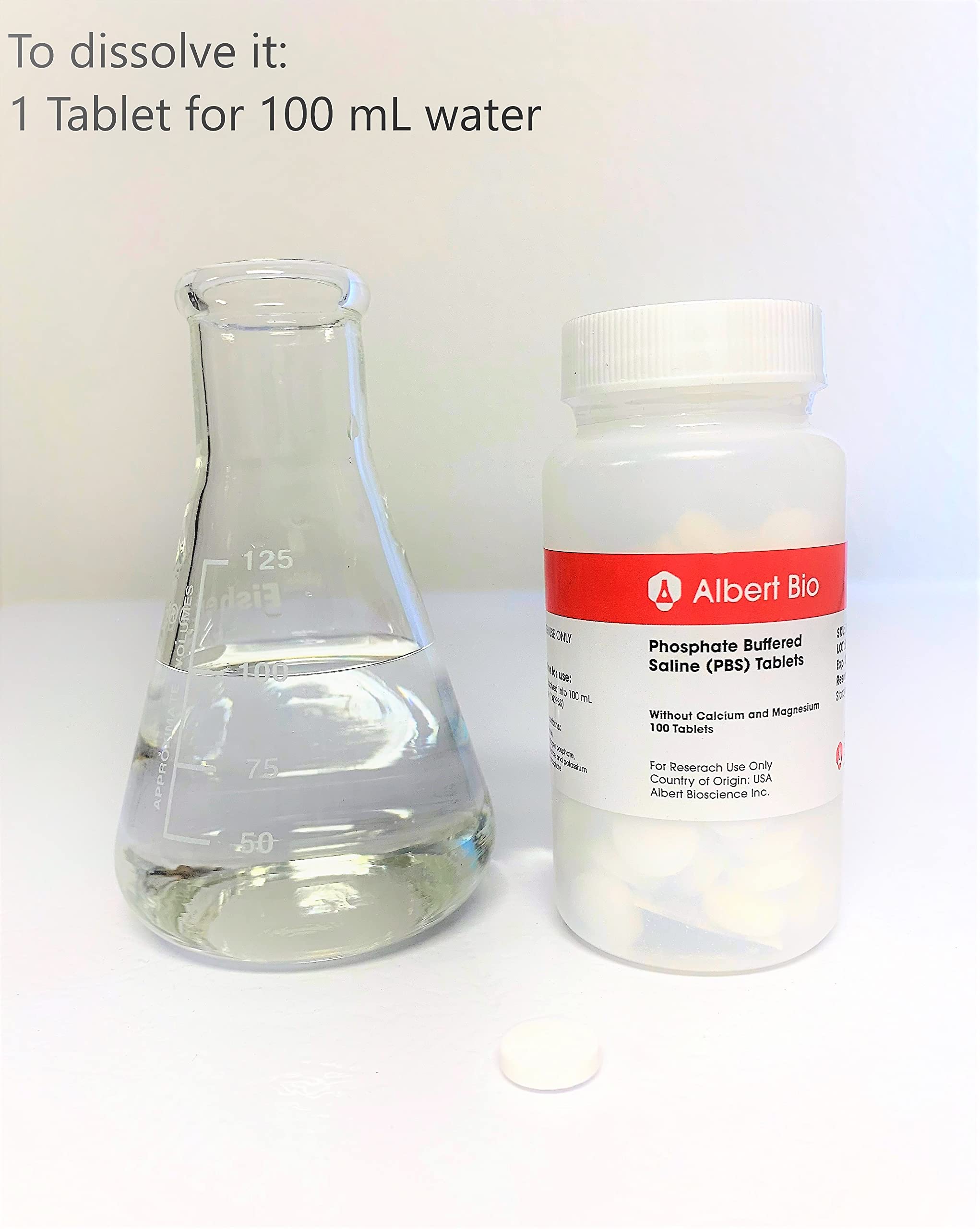 Phosphate Buffered Saline (PBS), 100 Tablets (~100 G). For Convenient ...