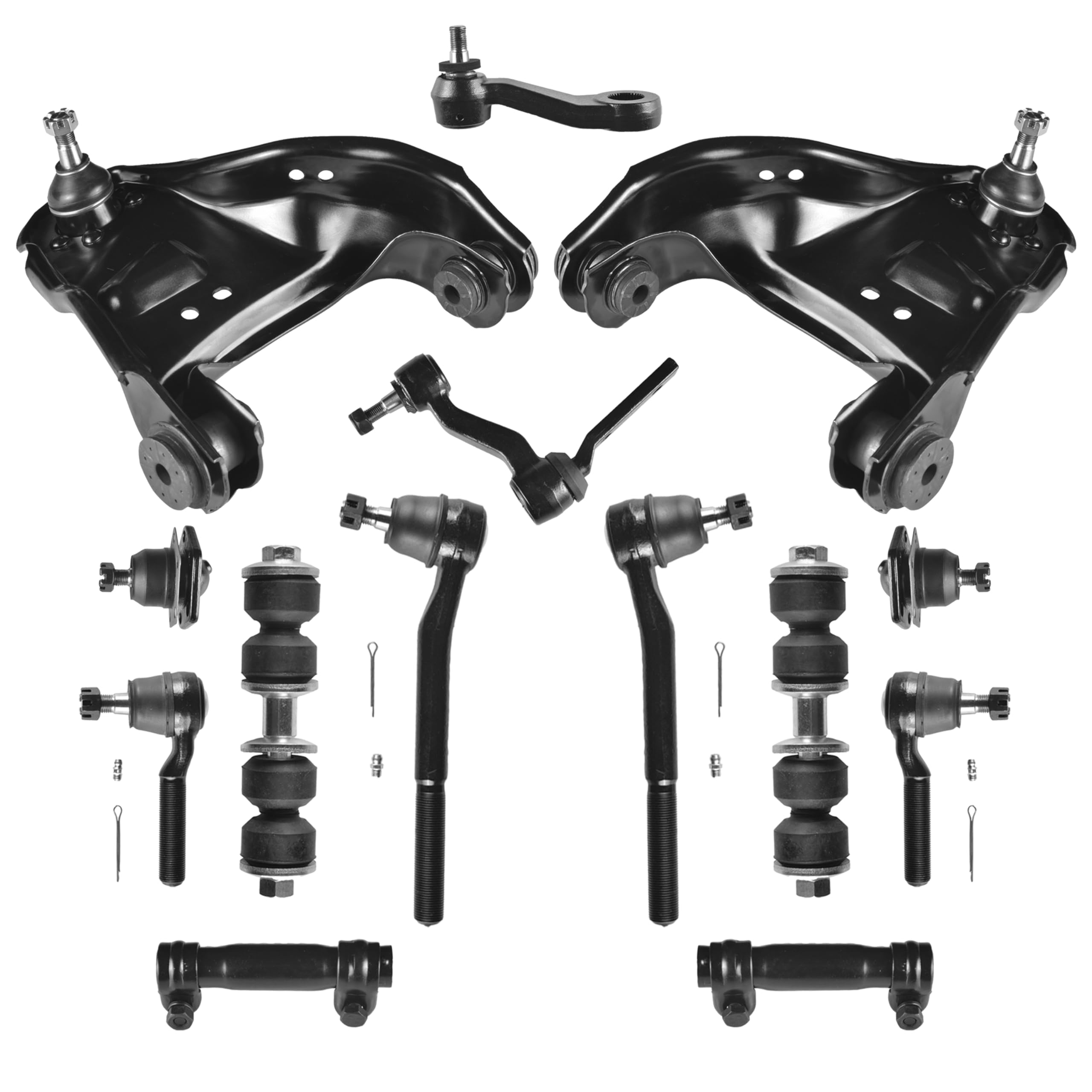 Front Upper Lower Suspension Kit Control Arm Ball Joint Sway Bar Tie ...
