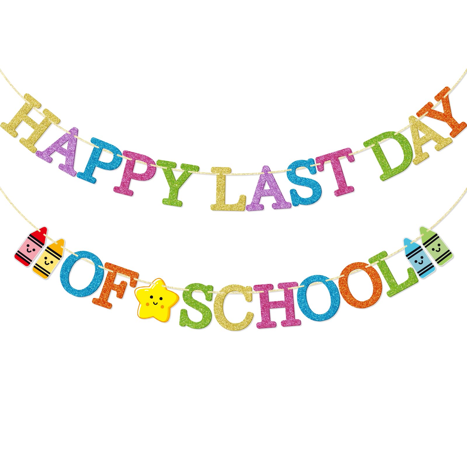 Firefairy Happy Last Day of School Banner, Pre-strung End of School ...