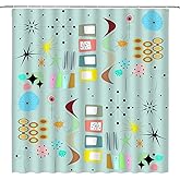 Amazon.com: Modern Mid Century Shower Curtain Retro Geometric Colorful Abstract Atomic Diamond ...
