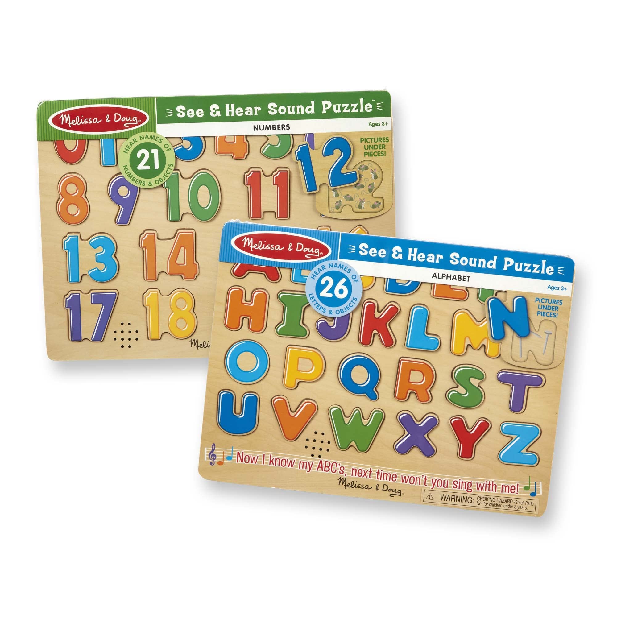 Mua Sound Puzzles Set: Numbers and Alphabet - Wooden Peg Puzzles - ABC ...