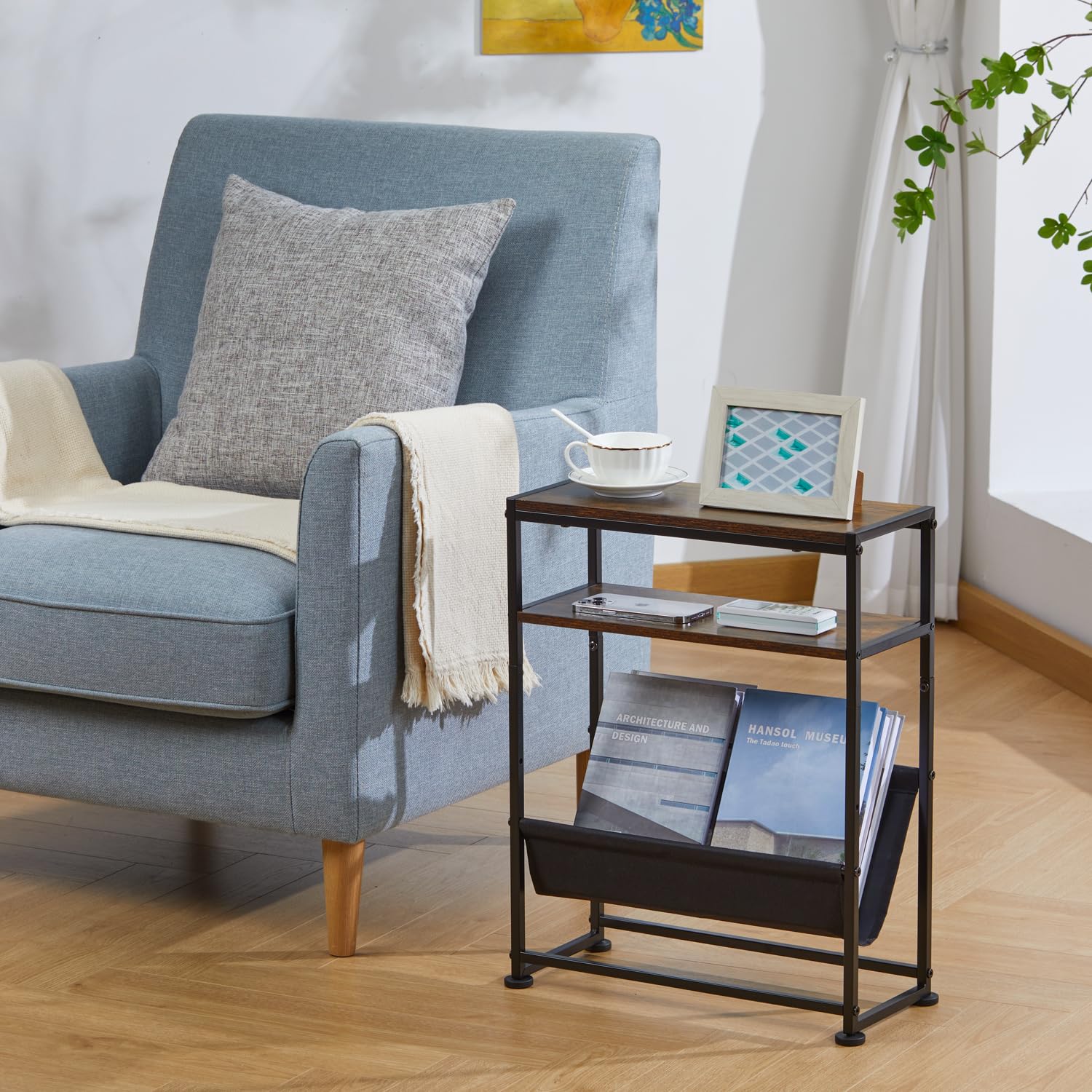 Mua Narrow End Table for Small Spaces - Slim Side Table with Magazine ...