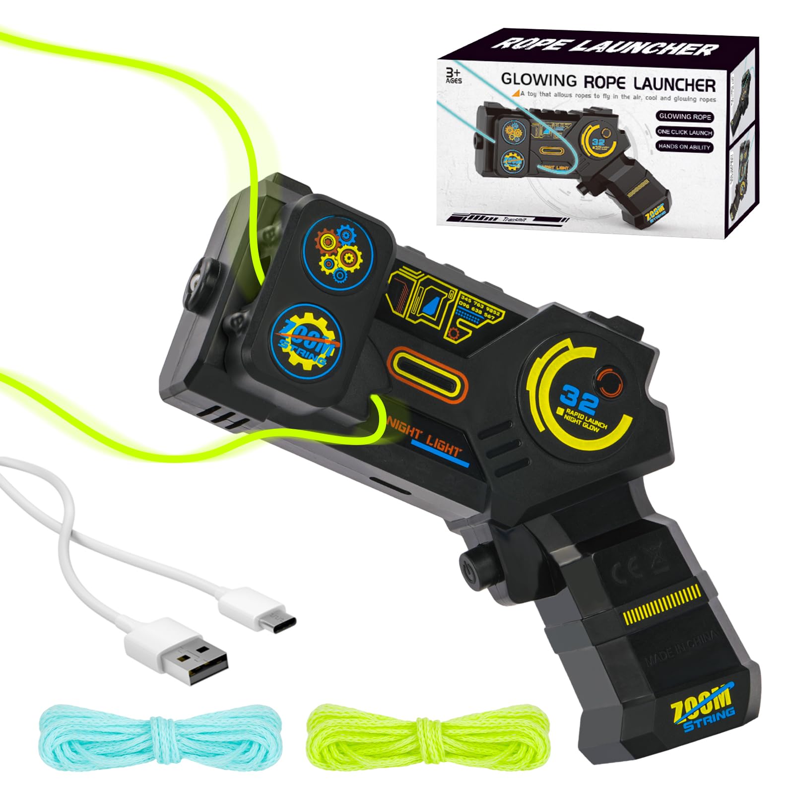 HOMQYTE Novelty Rope Shooter Glow in Dark String Launcher Fidget Toy ...
