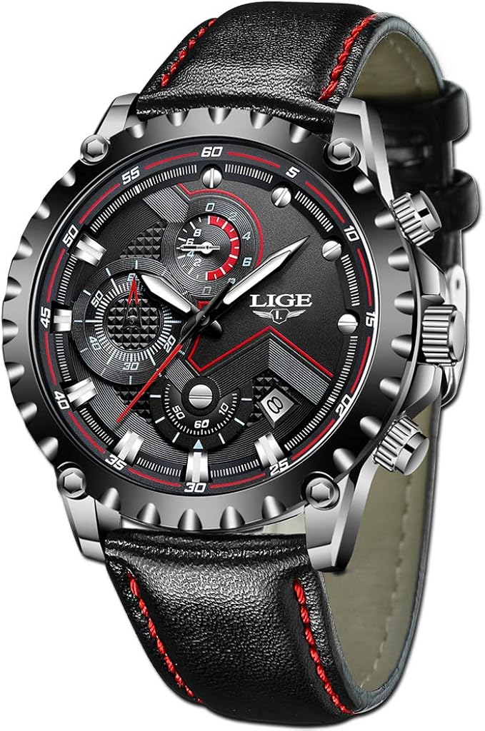 LIGE Relojes Hombres Cronógrafo Impermeable Militar Deportivo Analógico ...