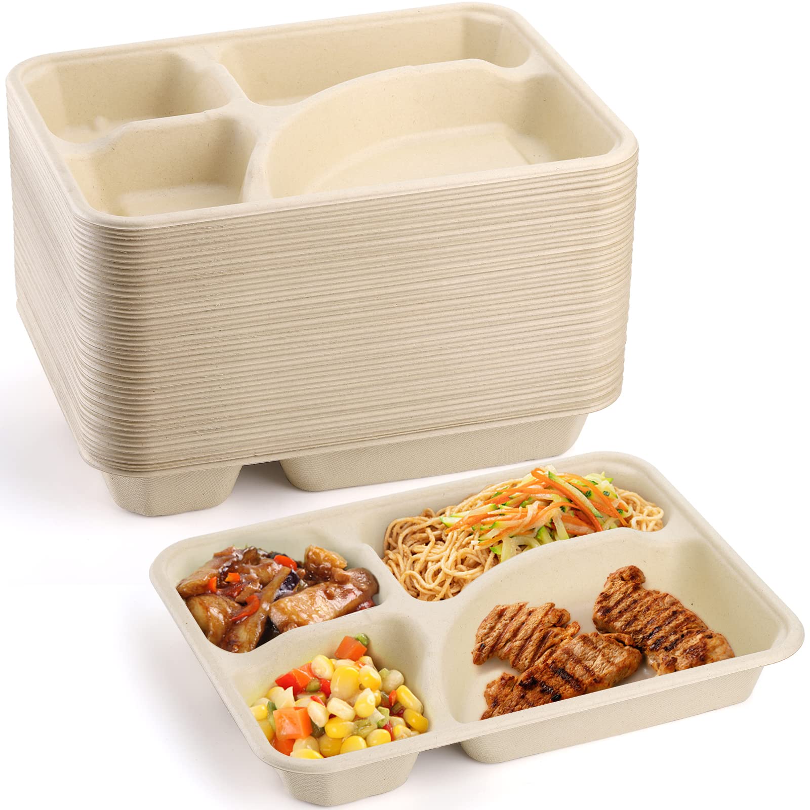 Mua 50 Pack Compostable Paper Plates, Eco-friendly Natural Sugarcane 4 ...