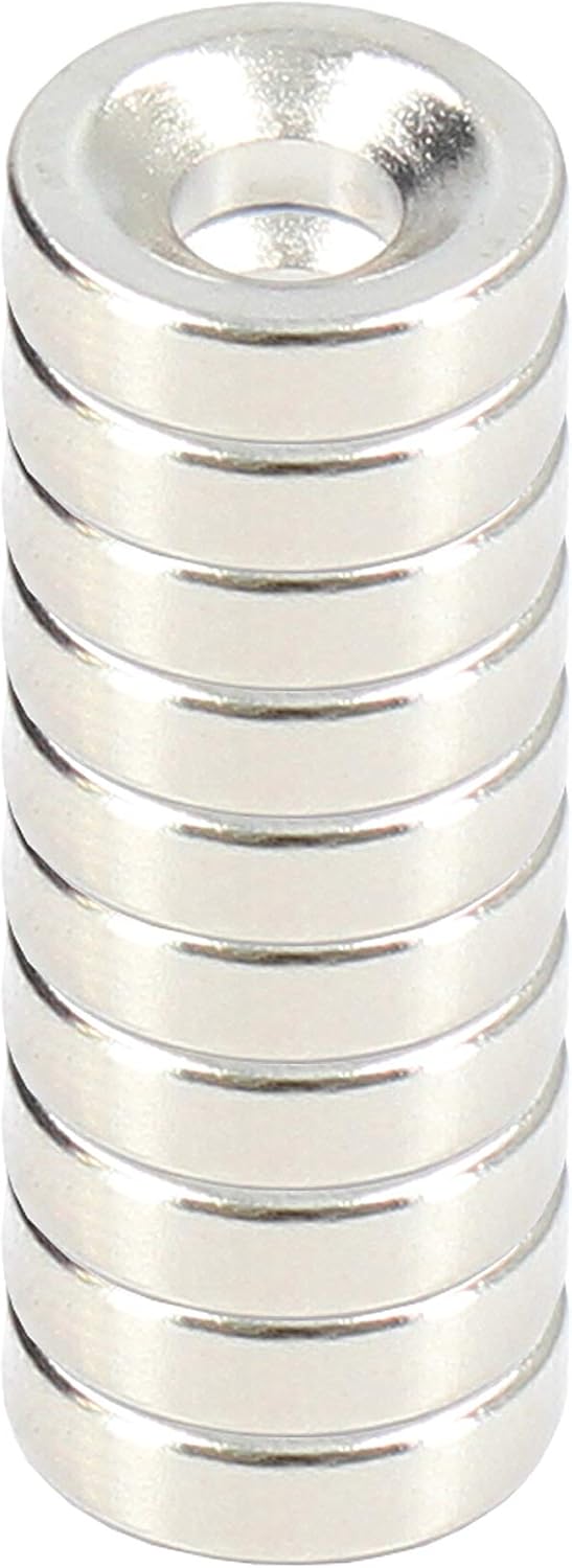Ferrestock FSKNDC007 15 x 4 mm Round Neodymium Magnets with 6 mm Hole ...