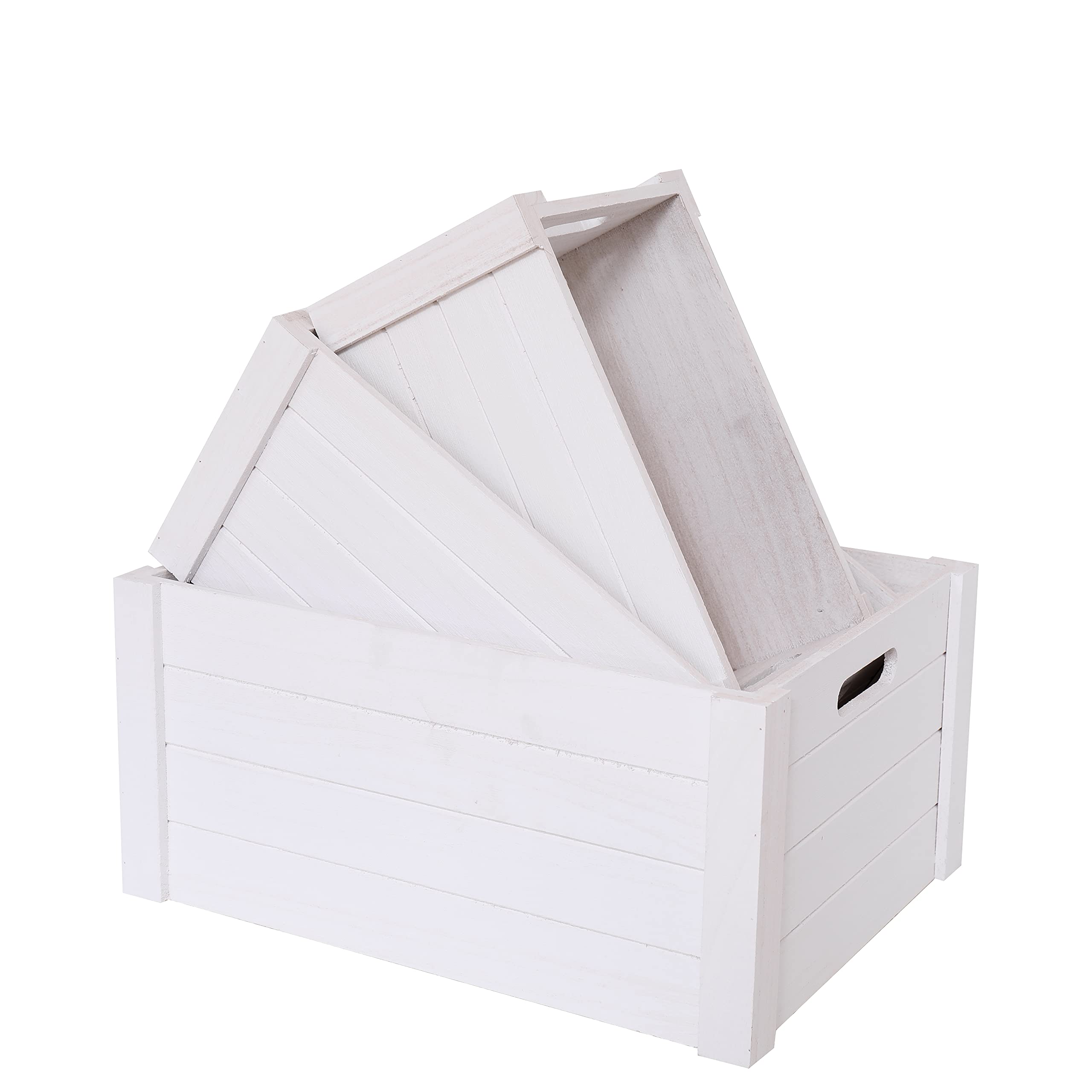 SENRYEE Farmhouse Modern White Wooden Crates For Storage,Rustic ...