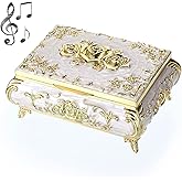 Amazon.com: ELLDOO Vintage Music Box, Blue Metal Musical Jewelry Box ...
