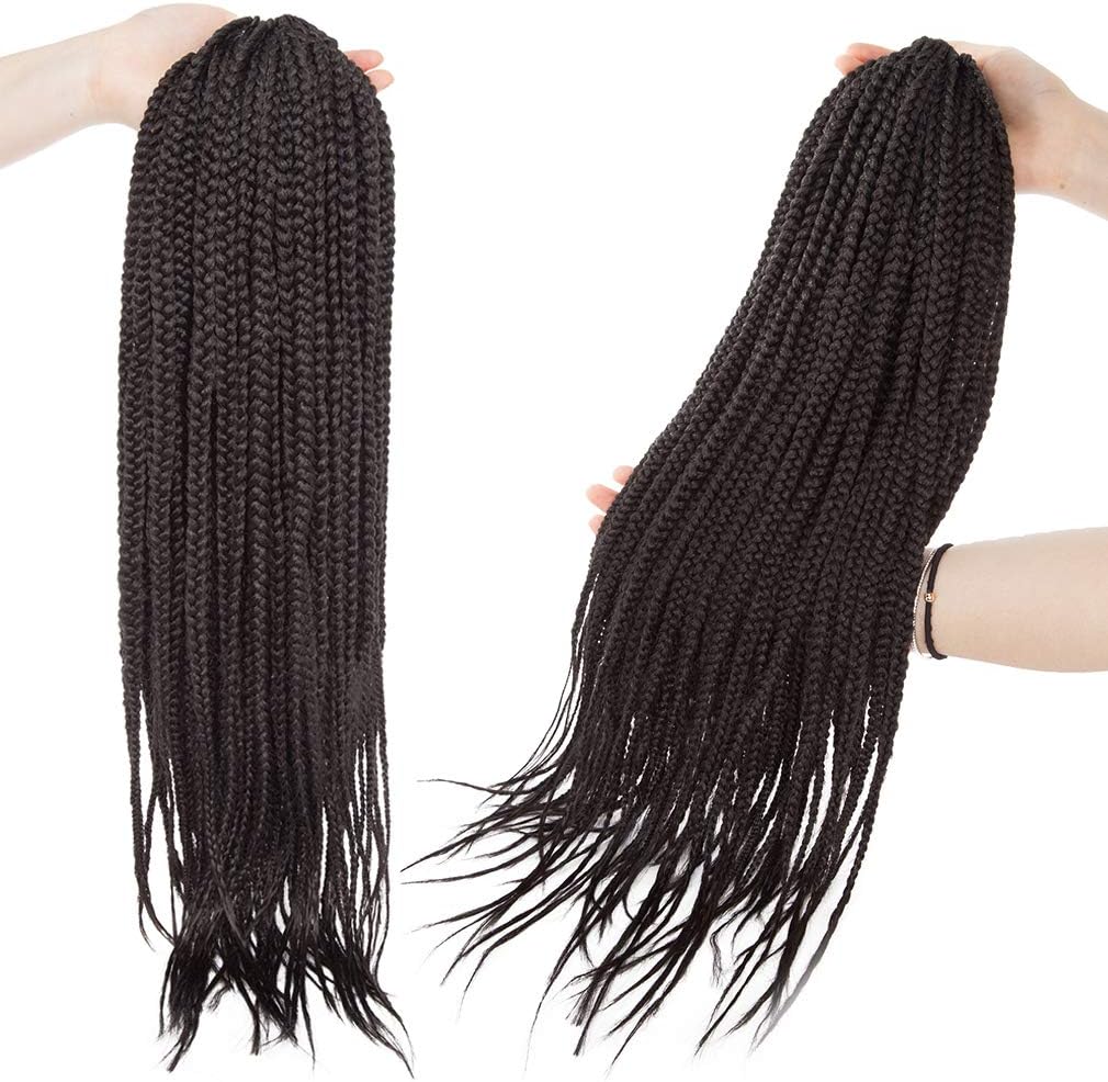 3 Packs/Lot 24 Strands/Pack Thin Box Braids Crochet Hair 24 Inch 1cm in ...
