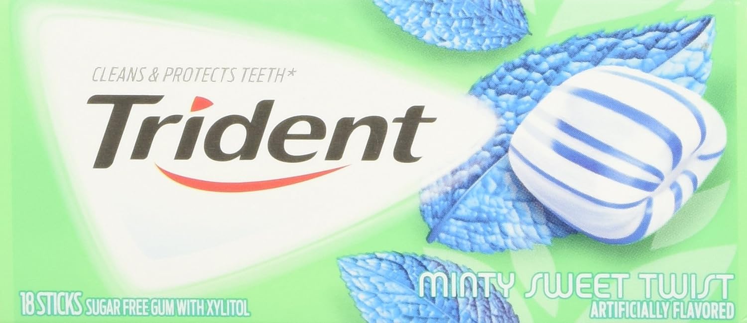 Amazon.com : Trident Mint Sweet Twist Sugarless Gum, 18-Piece Packages ...